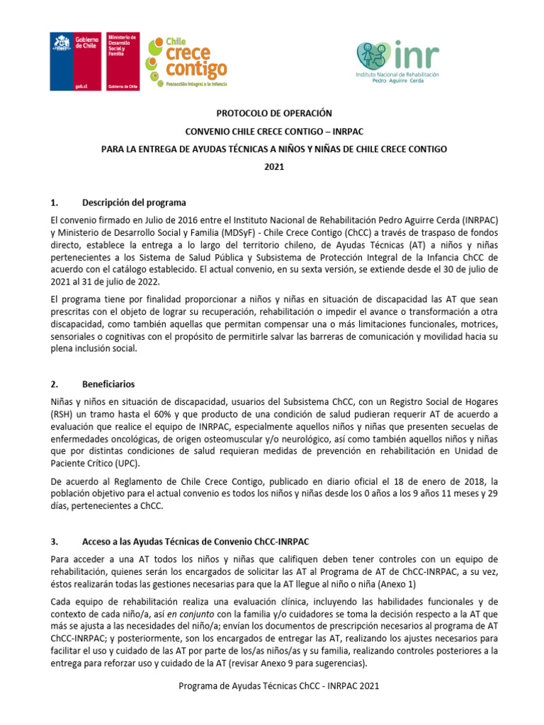 Protocolo 2021 CHCC INRPAC AT | PDF | Mano | Colchón