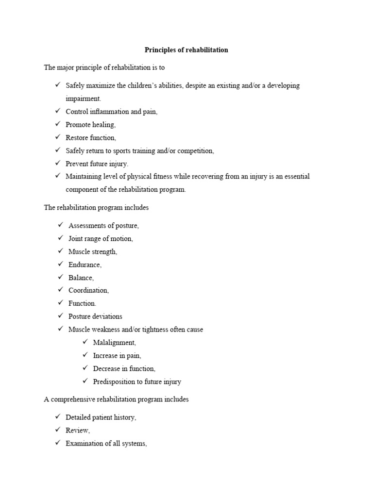Principles of Rehabilitation HND Paediatrics | PDF | Physical Therapy ...