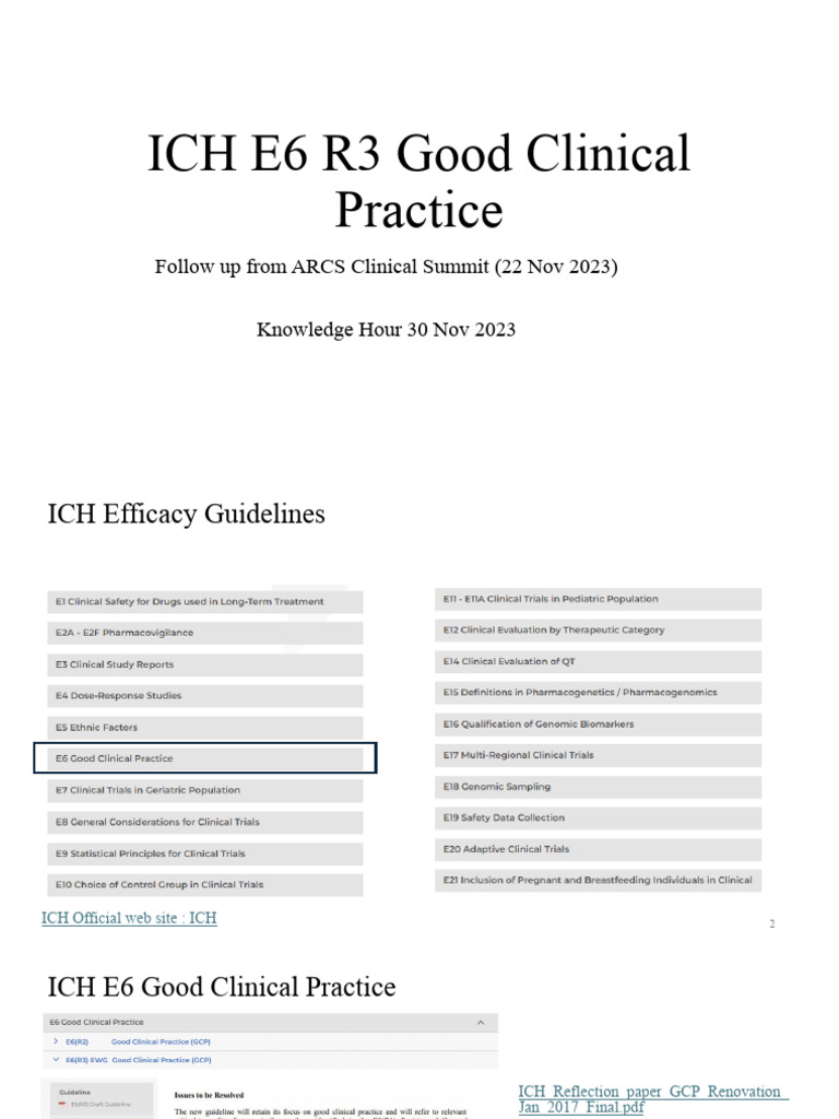 ICH E6 R3 GCP Overview and Updates | PDF | Clinical Trial | Information ...