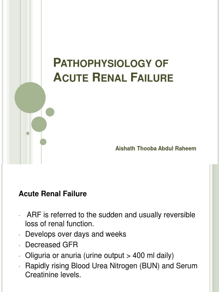 Pathophysiology of Acute Renal Failure: An Overview of Prerenal ...