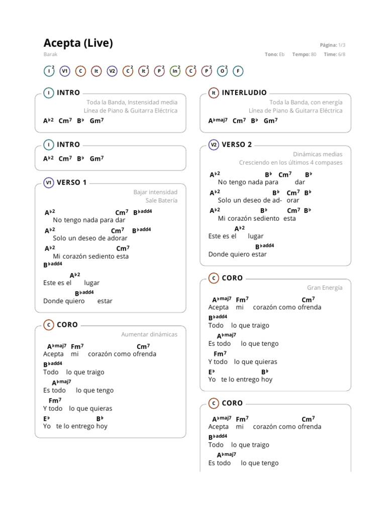 Acepta (Live) - Barak-Fuego & Poder (Live) .Eb.7 | PDF | Musica Popular | Musicología