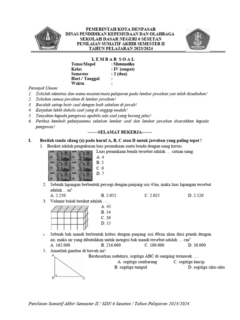 SOAL SUMATIF AKHIR SMTR II Matematika | PDF