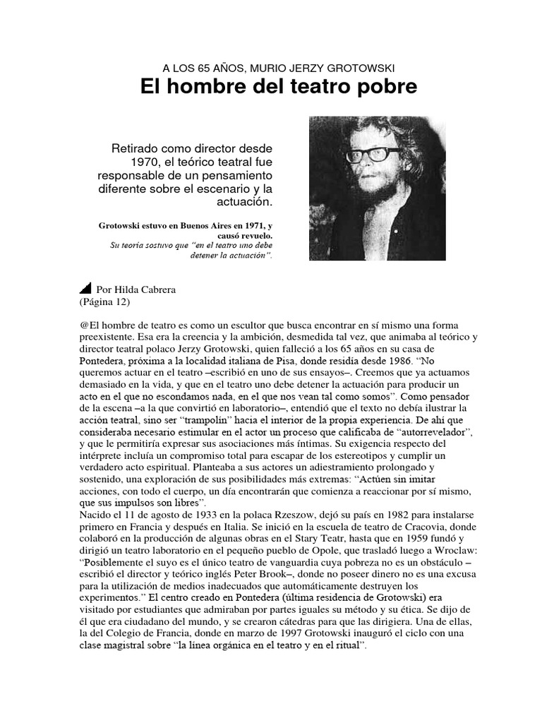 Hilda Cabrera Sobre Grotowski | PDF | Teatro