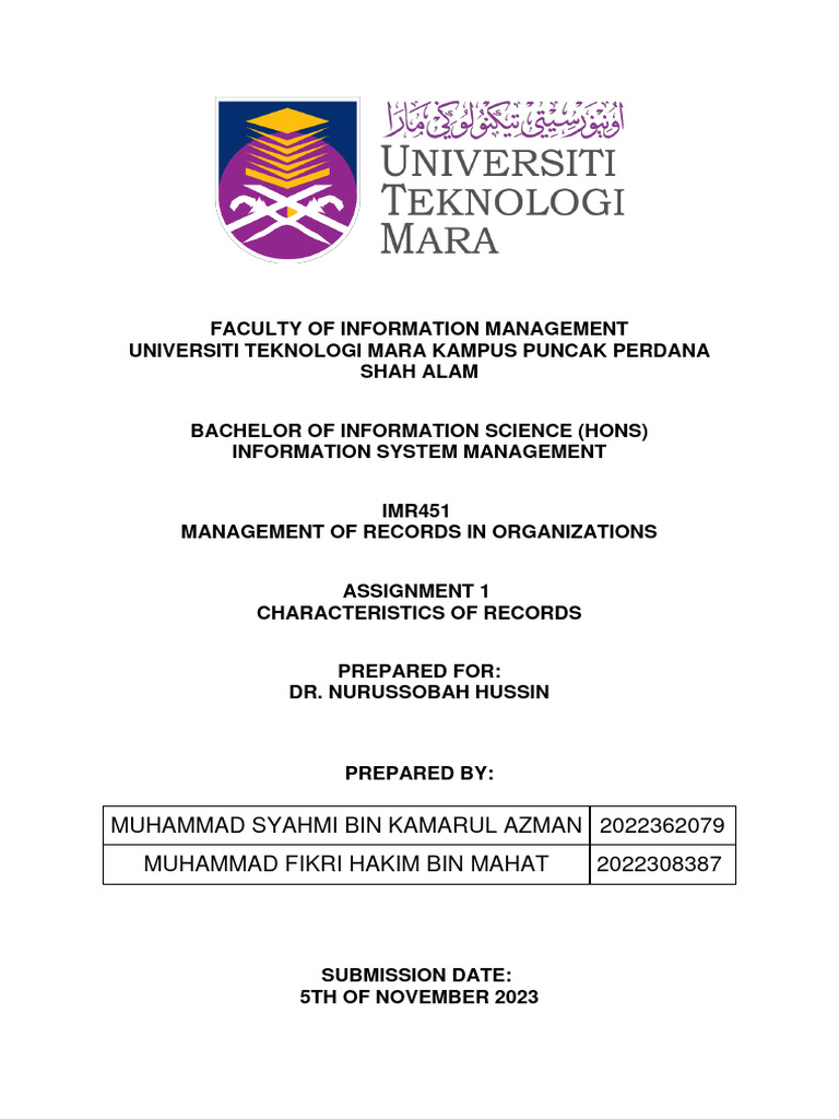 Imr 451 Pairing Assignment | PDF | Authentication | Records Management