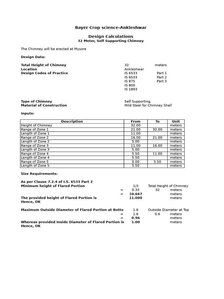 32 Meter Chimney Calculations | PDF | Chimney | Applied And ...
