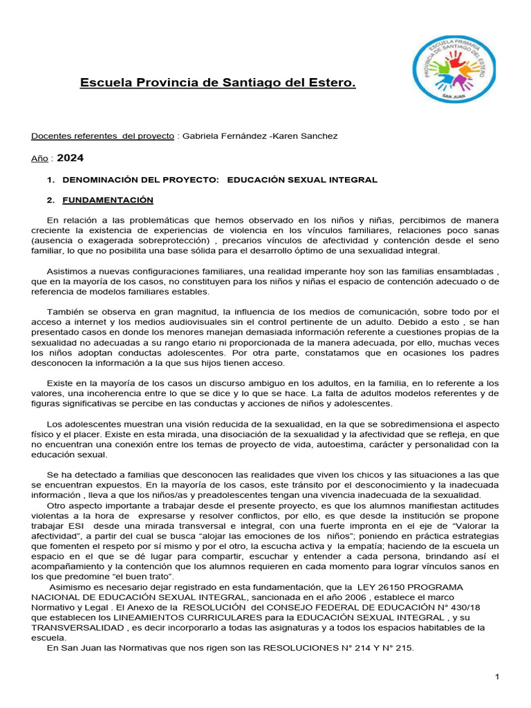 PROYECTO DE Esi Educ Tec | PDF | Educación sexual | La sexualidad humana