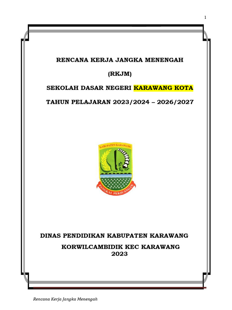 RKJM SDN Karawang Kota 2023-2027 | PDF