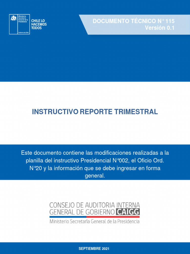 Documento Tecnico N 115 Instructivo Reporte Trimestral V1 | PDF | Presupuesto
