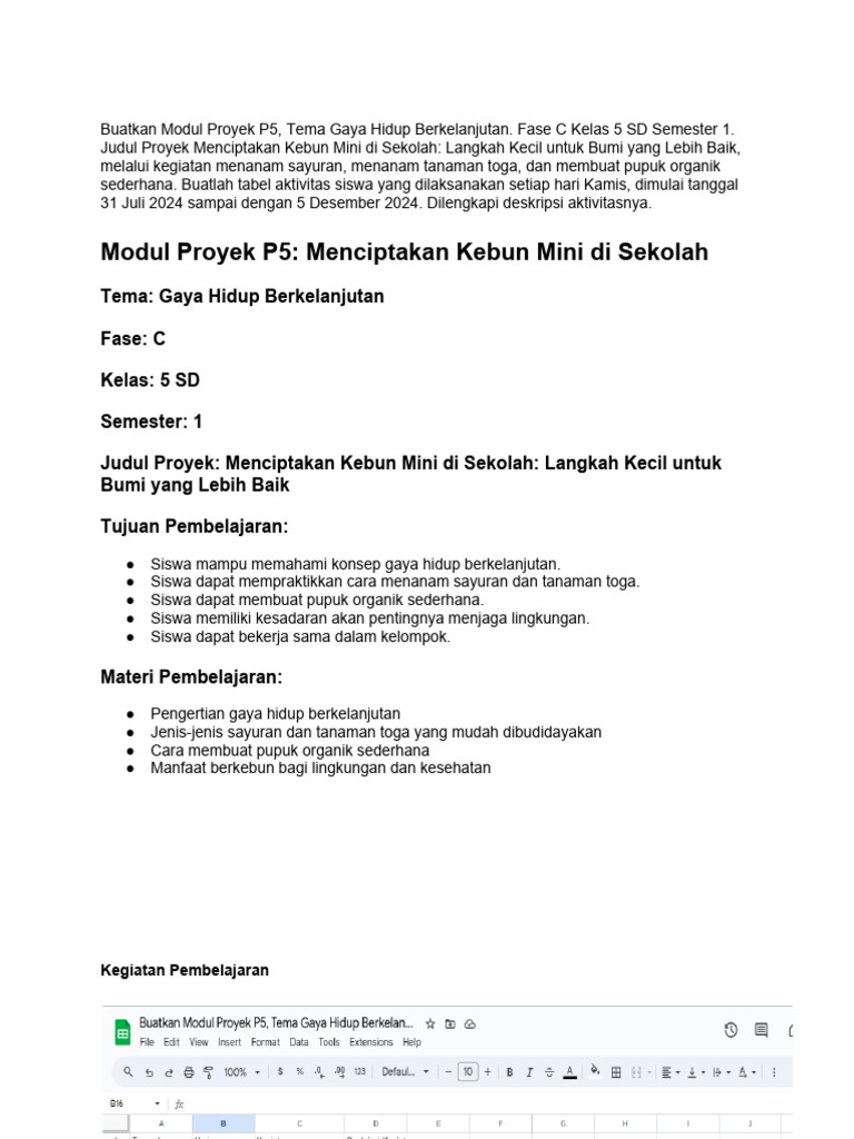 Contoh Modul P5 Yang Dibuat Dari Gemini AI | PDF | Karier & Perkembangan