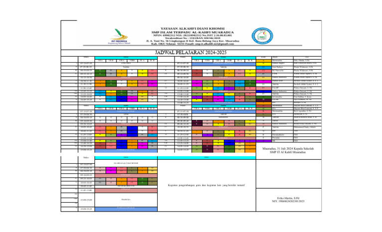 JADWAL PELAJARAN TA 24-25 (Revised) - Table 1 | PDF