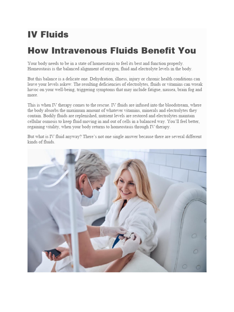IV Fluids | PDF | Intravenous Therapy | Saline (Medicine)