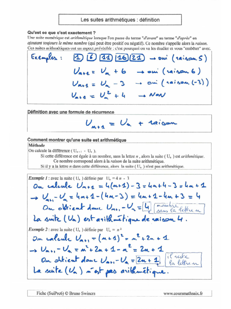 Suite Arithmetique Definition | PDF