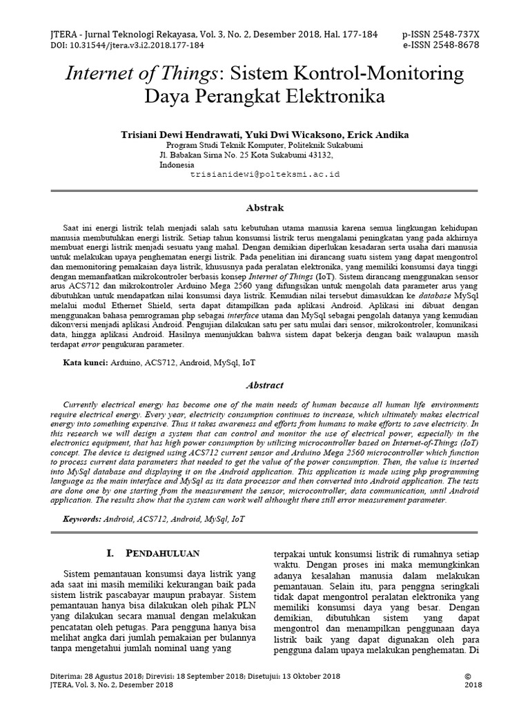 Internet of Things Sistem Kontrol Monito | PDF