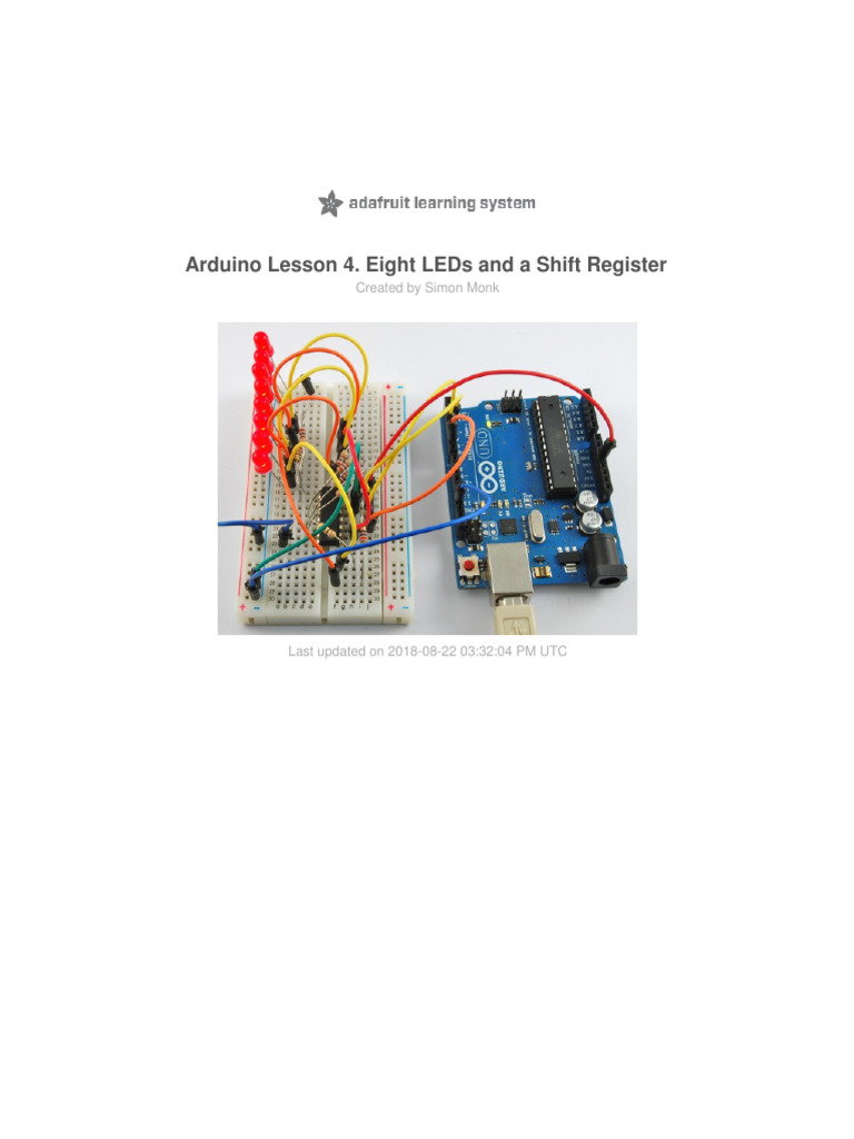 Adafruit Arduino Lesson 4 Eight Leds | PDF | Computer Engineering | Manufactured Goods