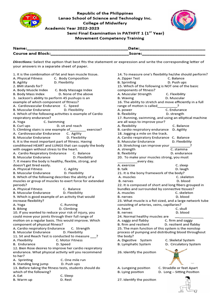 Pathfit 1 - Semi Final Exam | PDF | Flexibility (Anatomy) | Physical ...