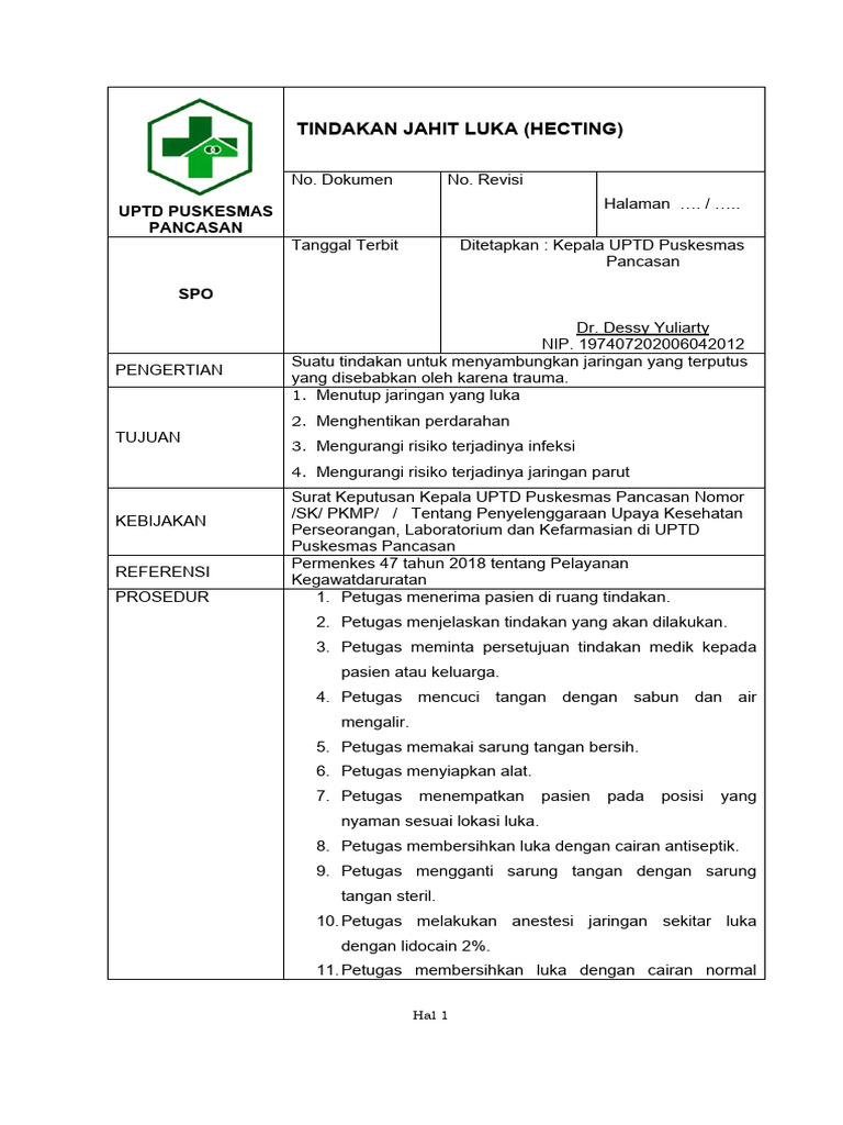 SOP Jahit Luka | PDF