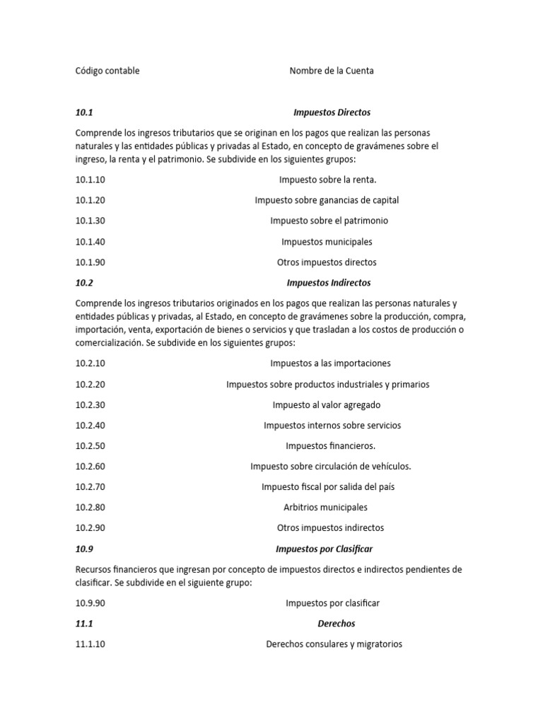 Código Contable Nombre de La Cuenta | PDF | Impuestos | Business