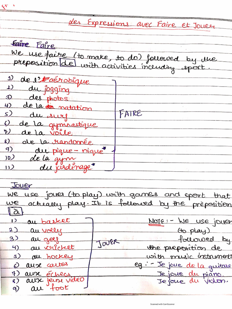 French Notes Topic Wise | PDF