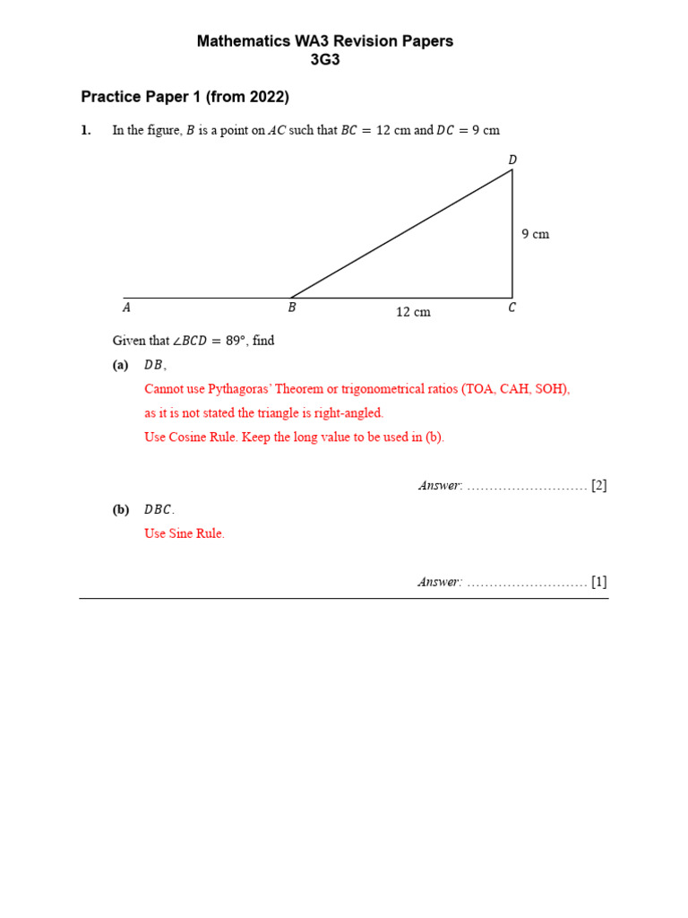Mathemaric Paper 1 Practice 1 | PDF | Trigonometric Functions | Mathematics