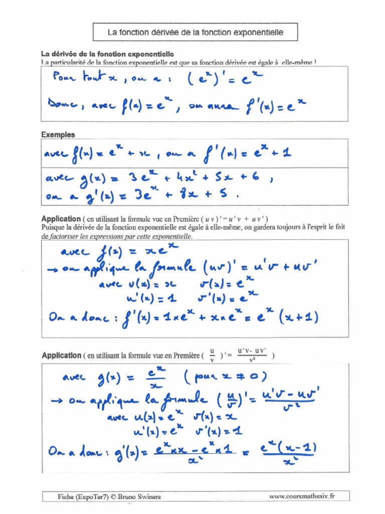 Fonction Derivee Exponentielle | PDF