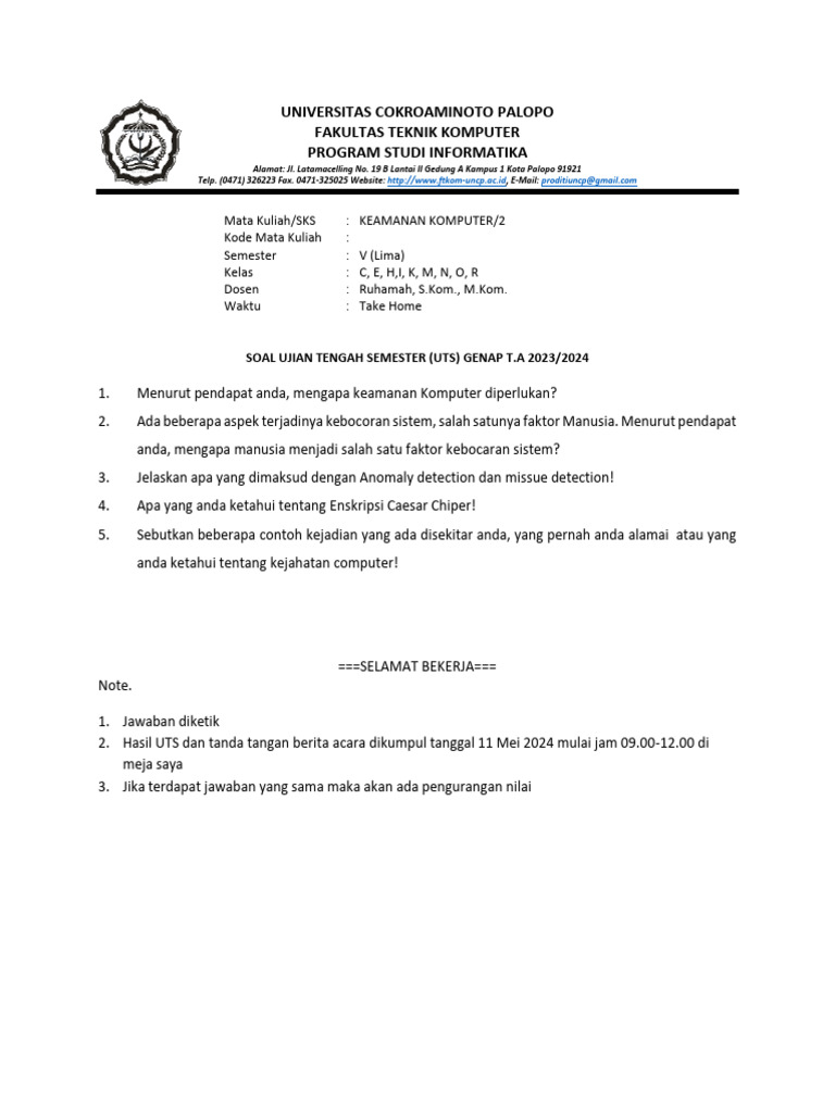 Muhammad Fernanda Aditya UTS Keamanan Komputer | PDF