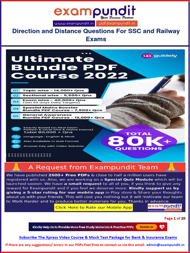 Direction and Distance Questions For SSC Railway Exams | PDF