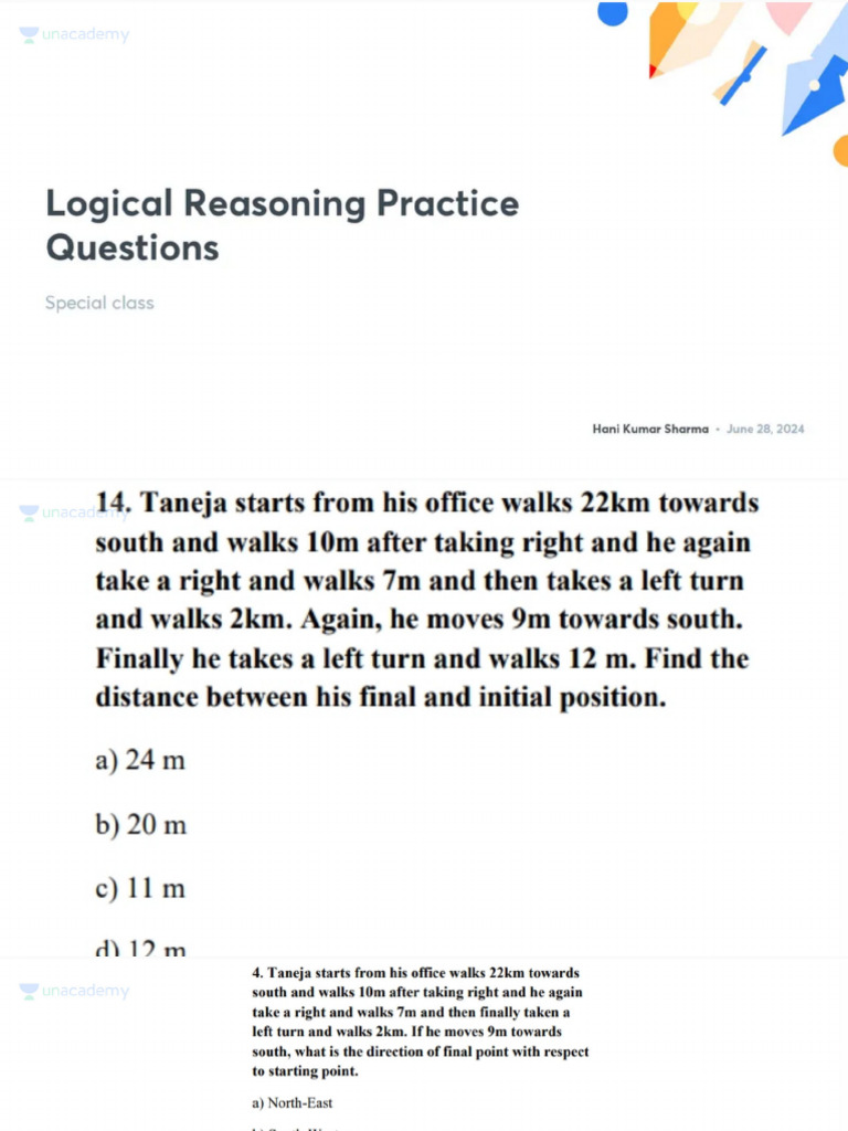 Logical Reasoning Practice Questions No Anno | PDF