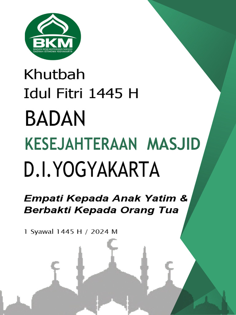 Khutbah Idul Fitri 1 Syawal 1445 H BKM DIY | PDF