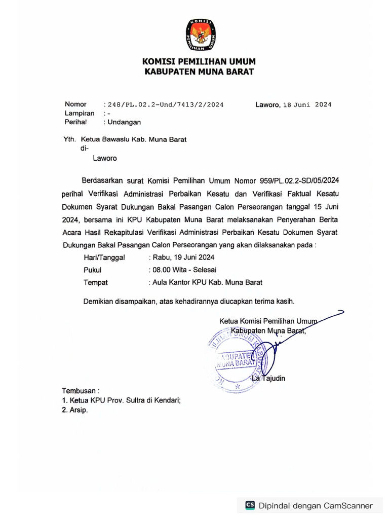 Undangan Dari KPU | PDF