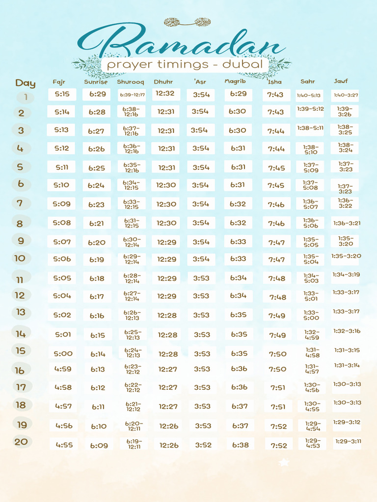 Ramadan Prayer Timings 2024 | PDF | Semitic Words And Phrases | Sharia