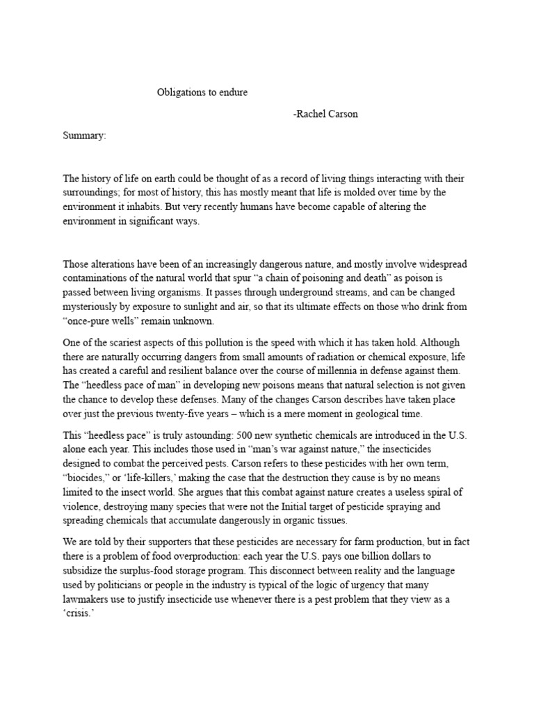 Obligations to Endure | PDF | Pest (Organism) | Pesticide