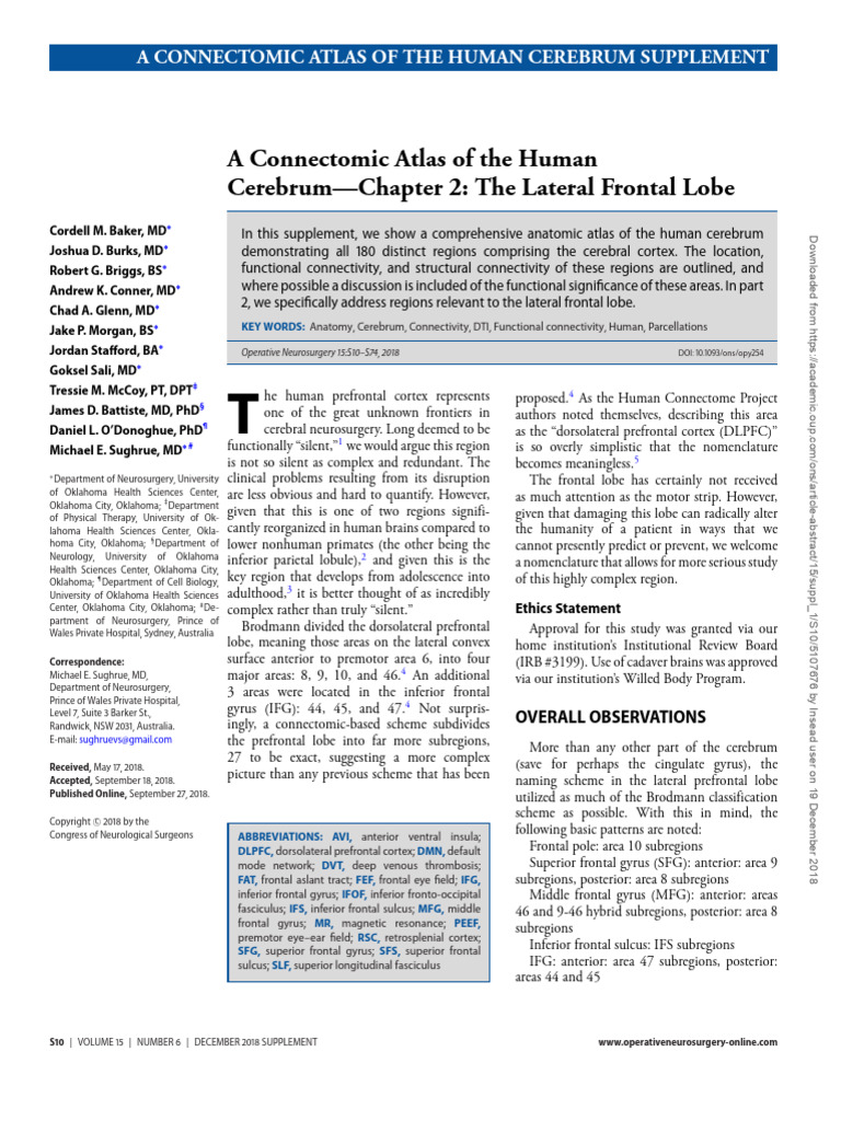 Conectoma Frontal Lobe | PDF | Cingulate Cortex | Visual Cortex