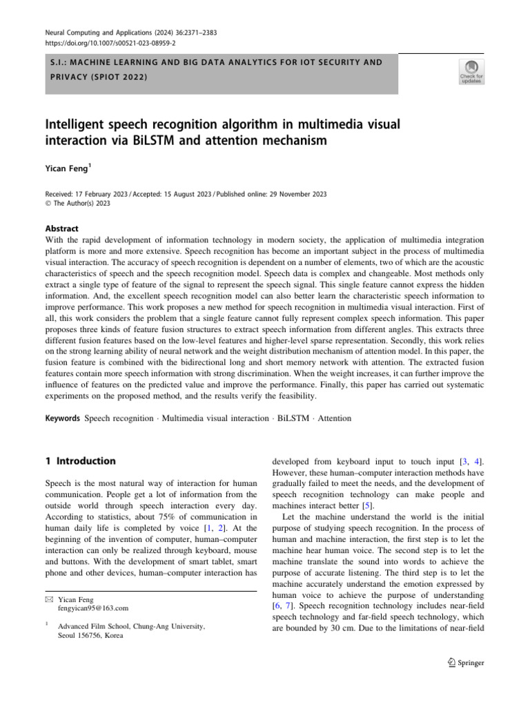 Intelligent Speech Recognition Algorithm In Multimedia Visual Interaction Via Bilstm And