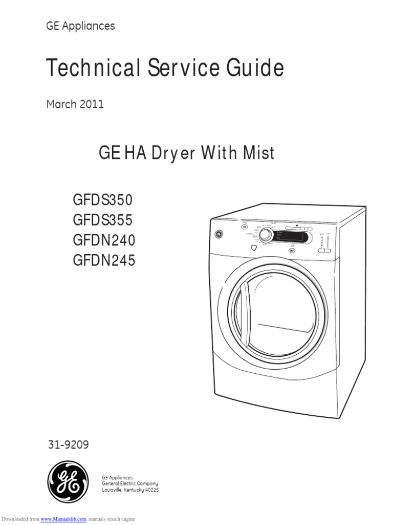 GE Dryer Service Manual | PDF | Clothes Dryer | Washing Machine