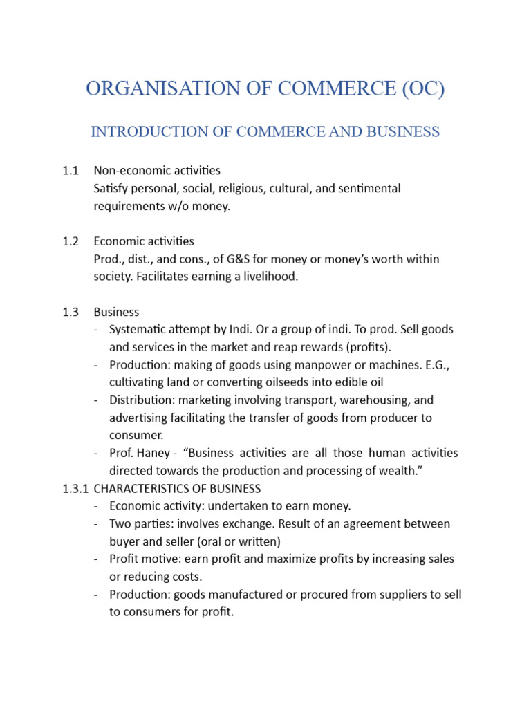 Organisation of Commerce | PDF | Employment | Commerce
