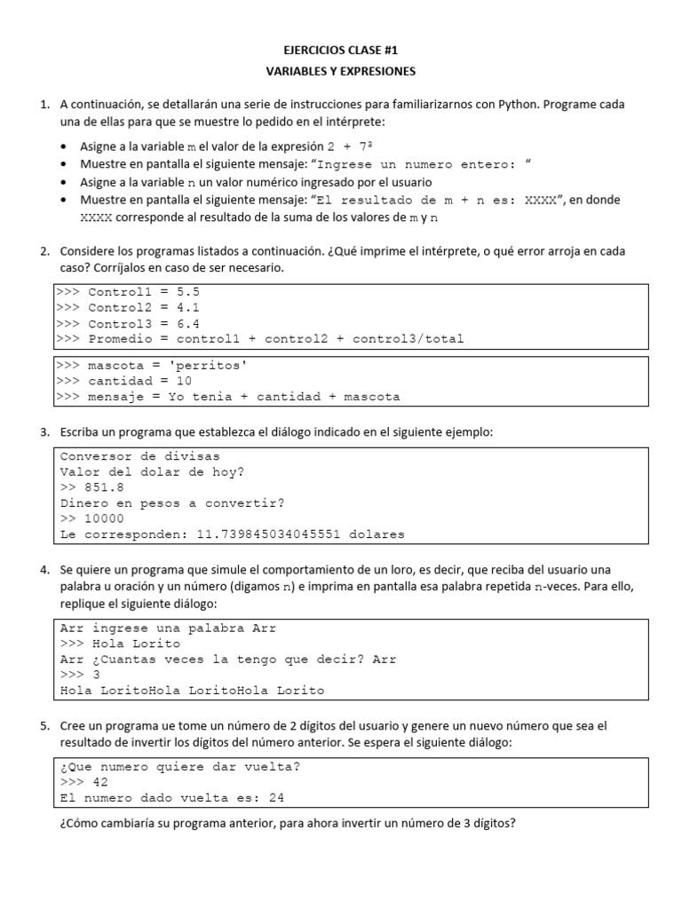 Ejercicios Clase1 | PDF | Informática