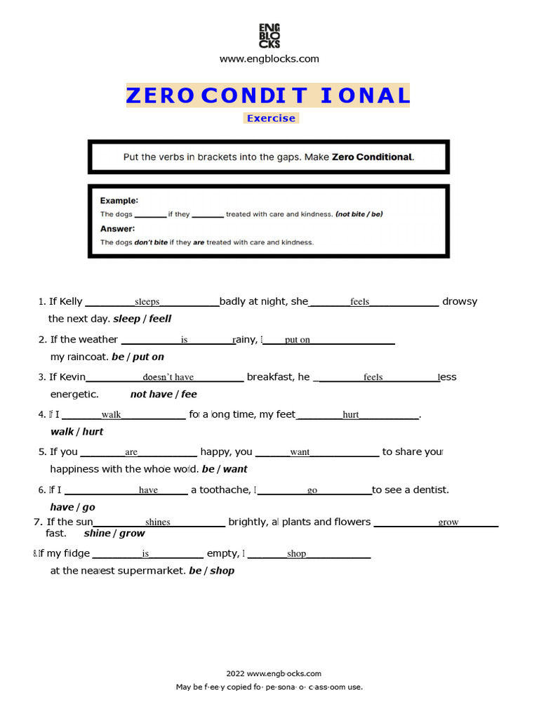 Zero Conditional_Activity 1 | PDF