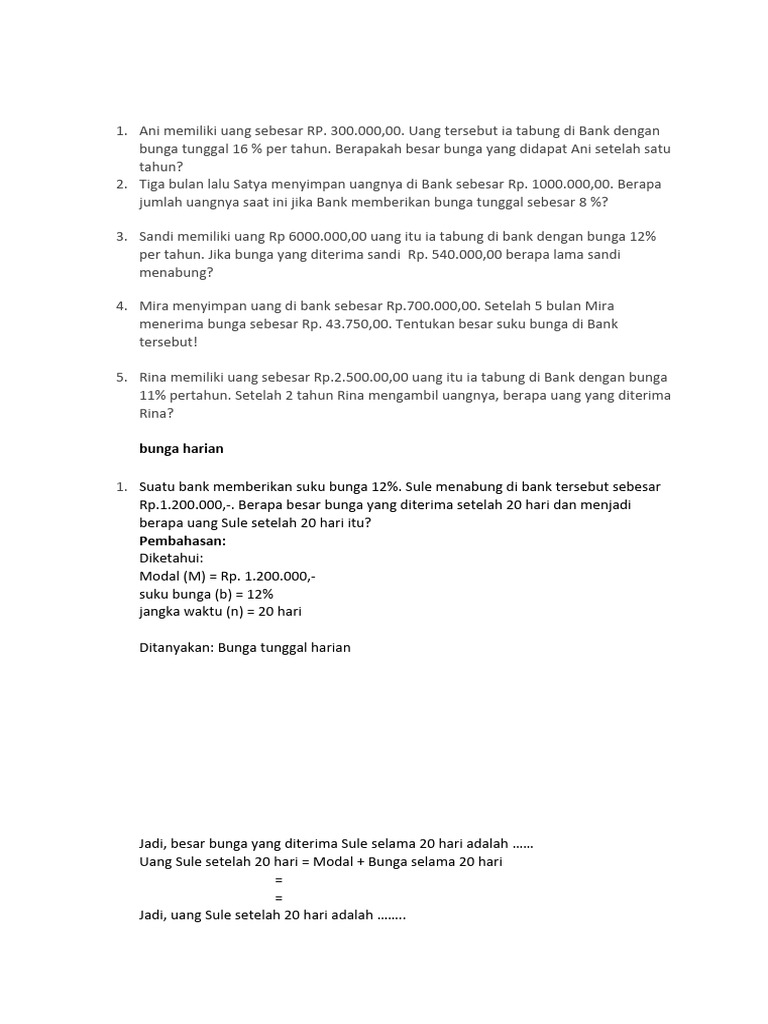 Soal Bunga Tunggal Dan Majemuk | PDF
