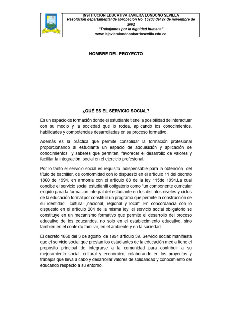 Guia para Elaborar El Proyecto de Servicio Social | PDF | Trabajo Social