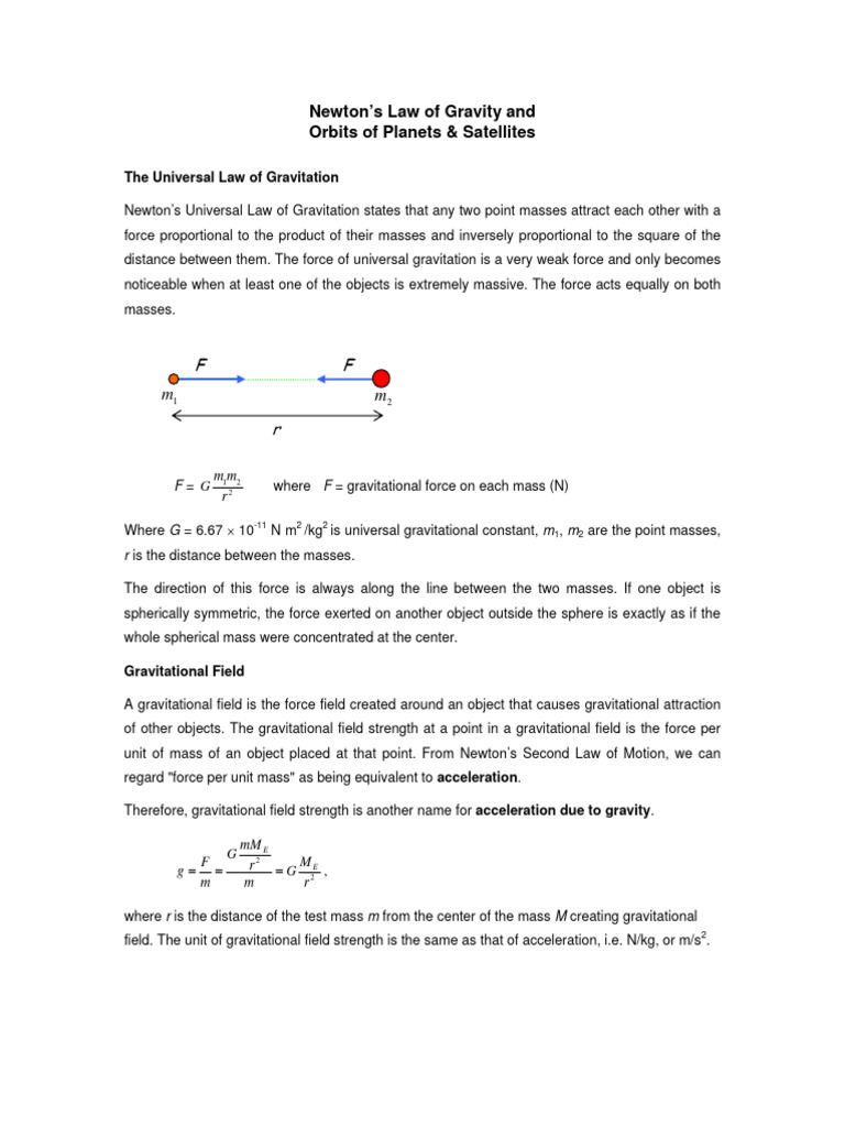 Newton's Gravity and Planetary Orbits | PDF | Gravity | Newton's Law Of ...