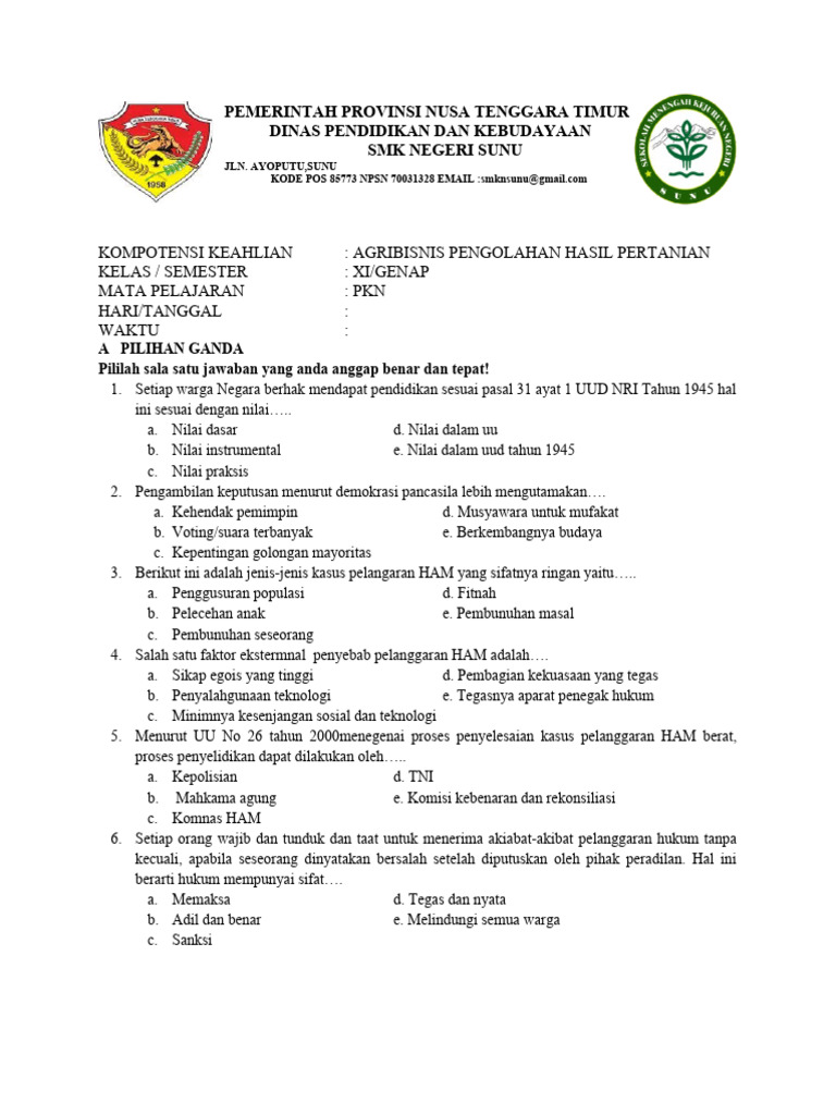 Soal Uas PKN Kelas 11 | PDF | Ilmu Sosial | Sejarah