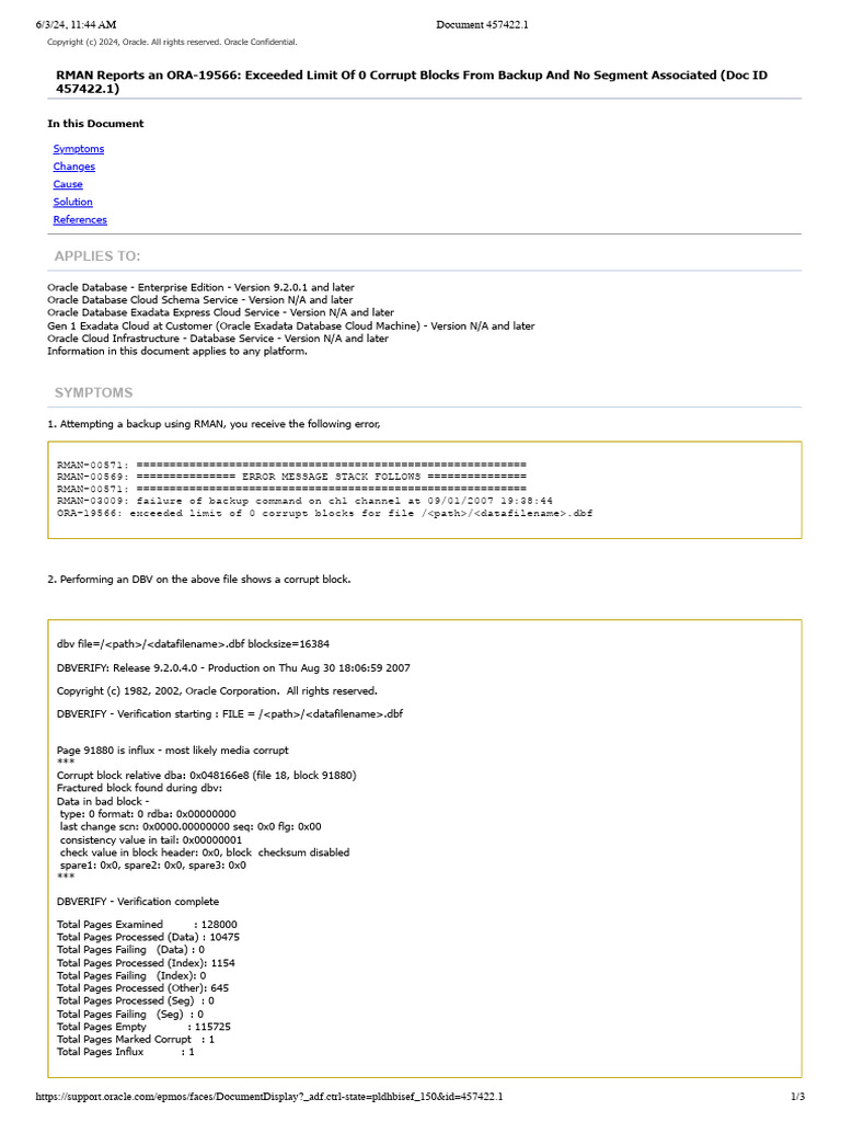 Document 457422.1 | PDF | Cloud Computing | Databases