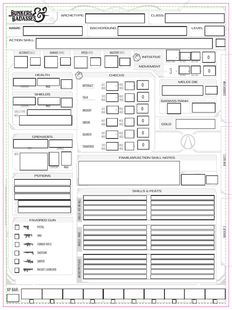 BB Expanded Character Sheetpdf | PDF | Firearms | Projectile Weapons