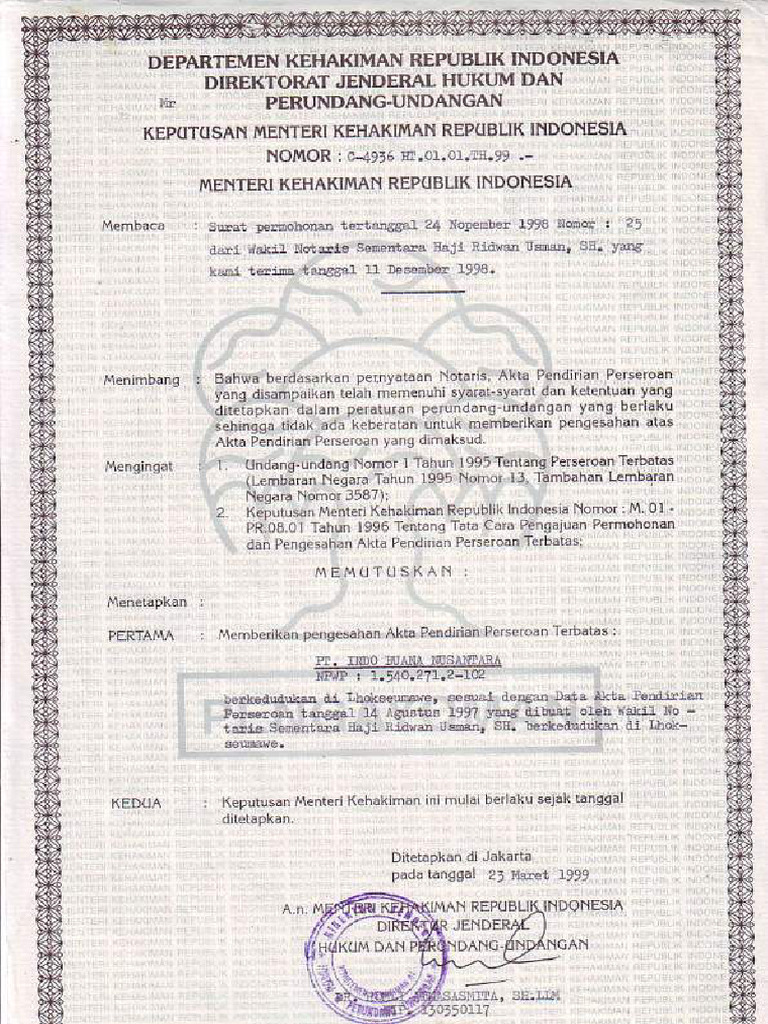 SK Kemenkumham Pt. Indo Buana | PDF