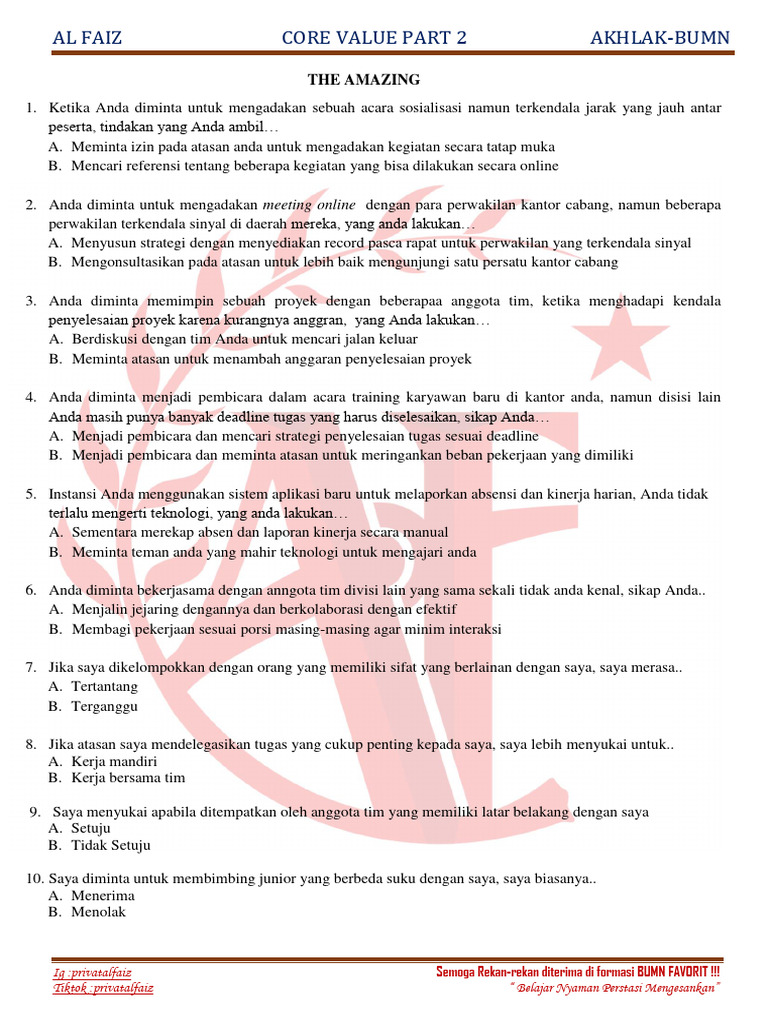 Amazing Core Value Akhlak Part 2 (Tugas) - Unlocked | PDF