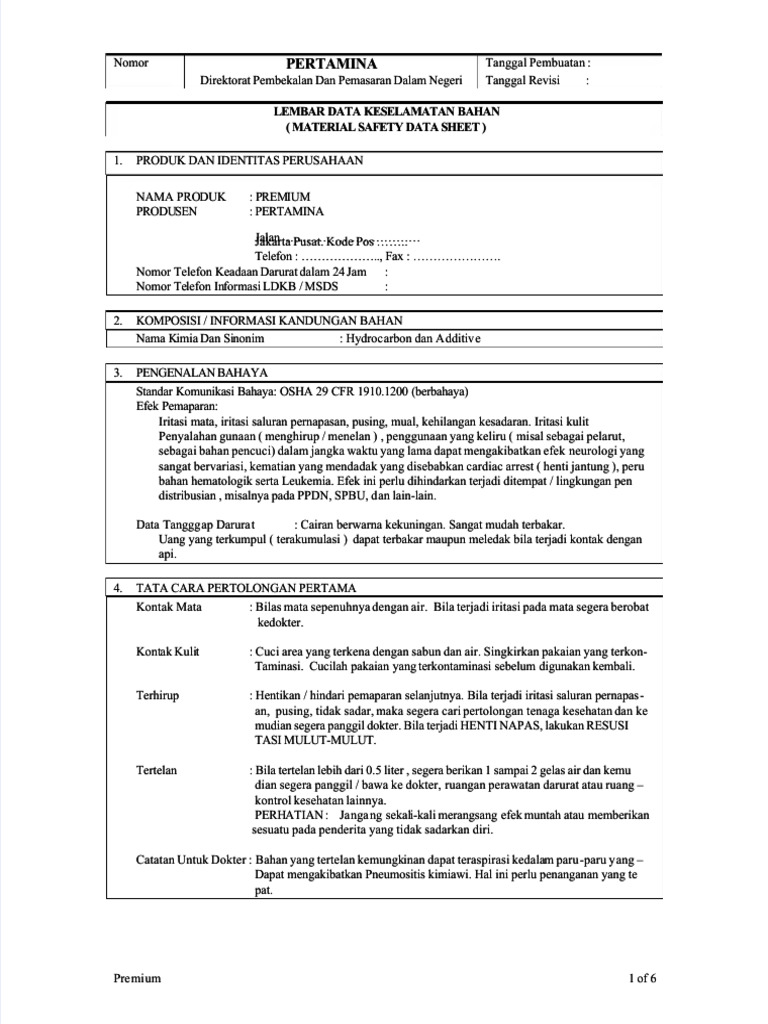 PDF 42 Msds Bensin Premium - Compress | PDF