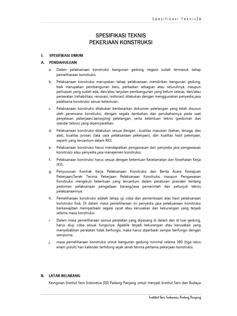 Spesifikasi Teknis | PDF