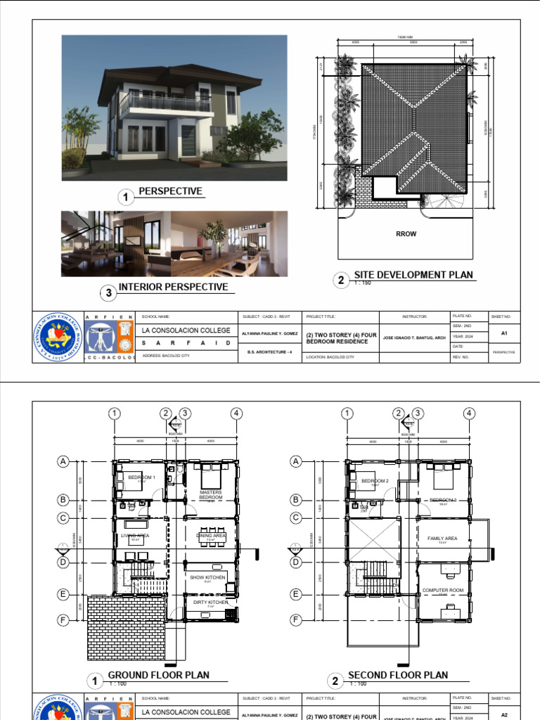 Gomez - 2 Storey Residence Plans - Revit - Cadd 3 | PDF | Window | Door
