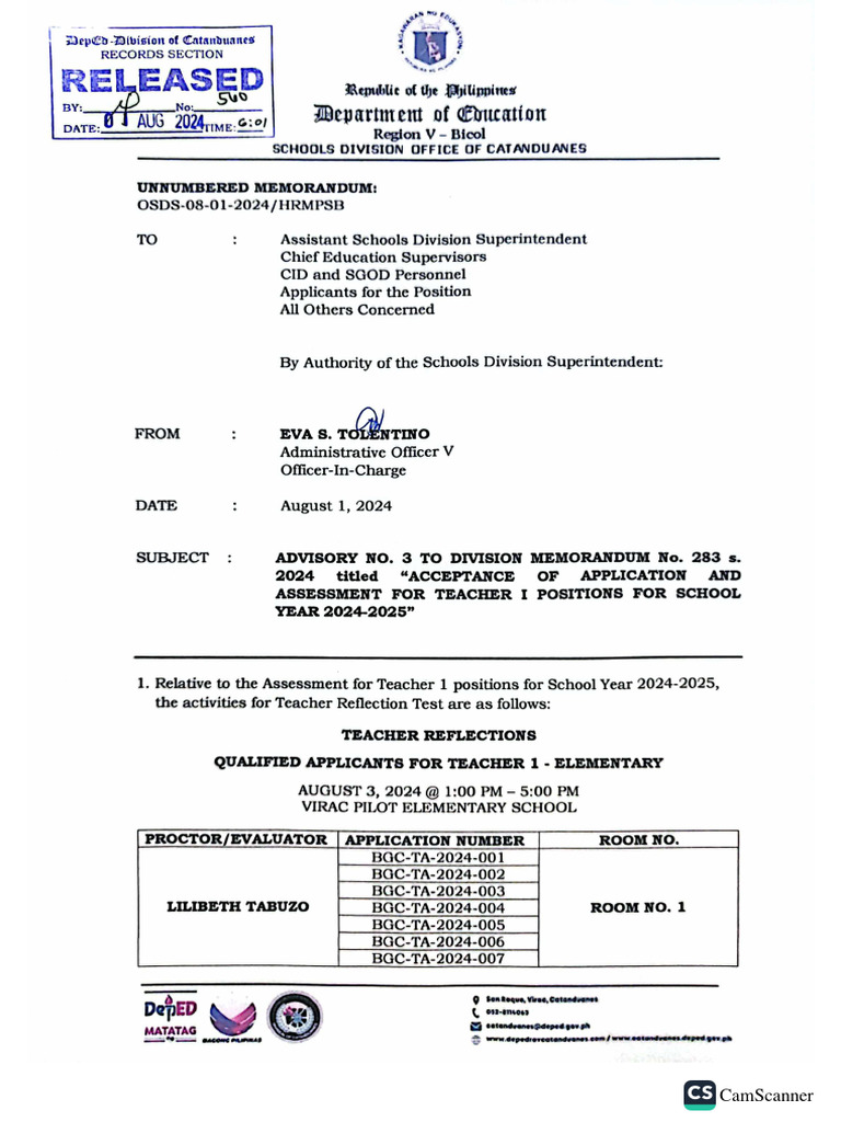 And Assessment For Teacher 1 Positions For Sy 2024 2025 | PDF ...