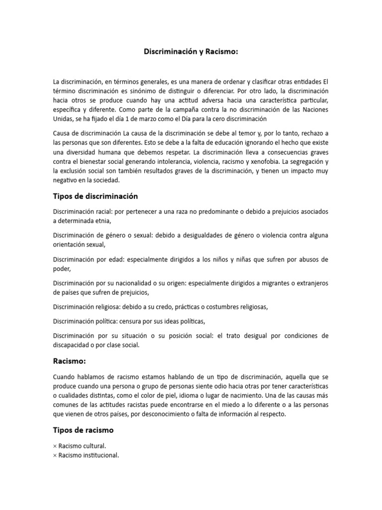 Discriminación y Racismo | PDF | Discriminación | Racismo